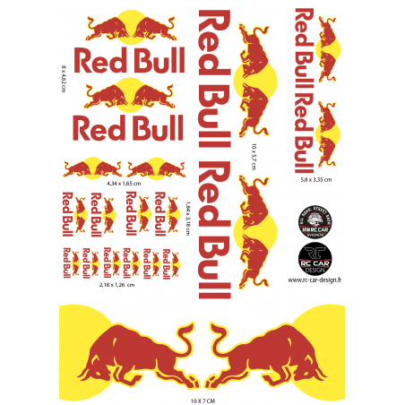 Impression, autocollants, stickers Red Bull RC, modelisme